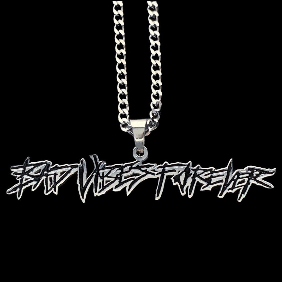 Xxxtentacion Bad Vibes Forever Necklace Stainless Steel & Black Enamel ...