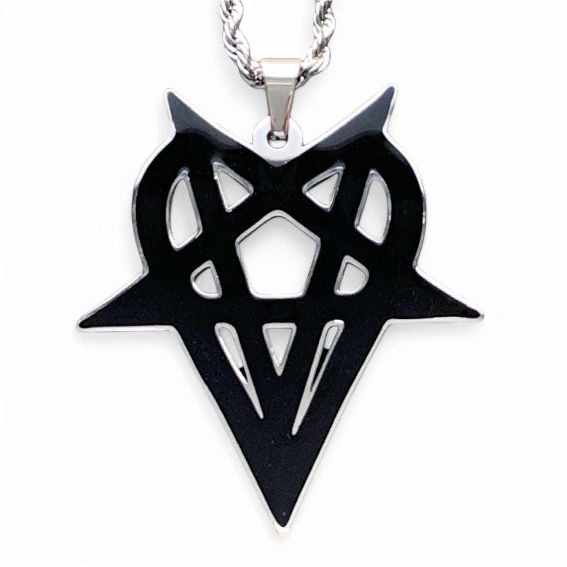 Destroy Lonely Heartagram Necklace! Stainless Steel & Black Enamel ...