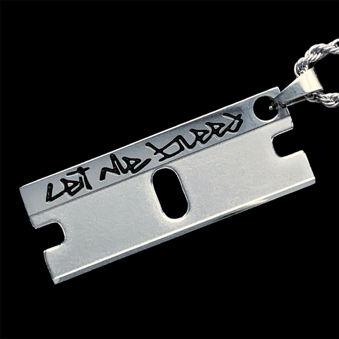 Lil Peep 'let Me Bleed' Razor Necklace Stainless Steel & Black Enamel ...