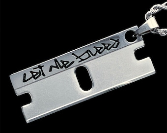 Lil Peep 'let Me Bleed 2' Razor Necklace Stainless Steel & Black Enamel ...
