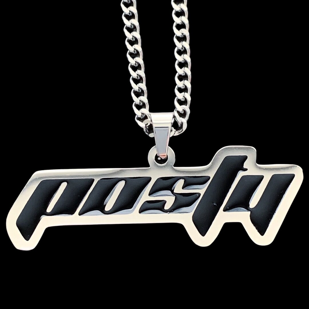 Post Malone Posty Necklace! Stainless Steel & Black Enamel Pendant ...