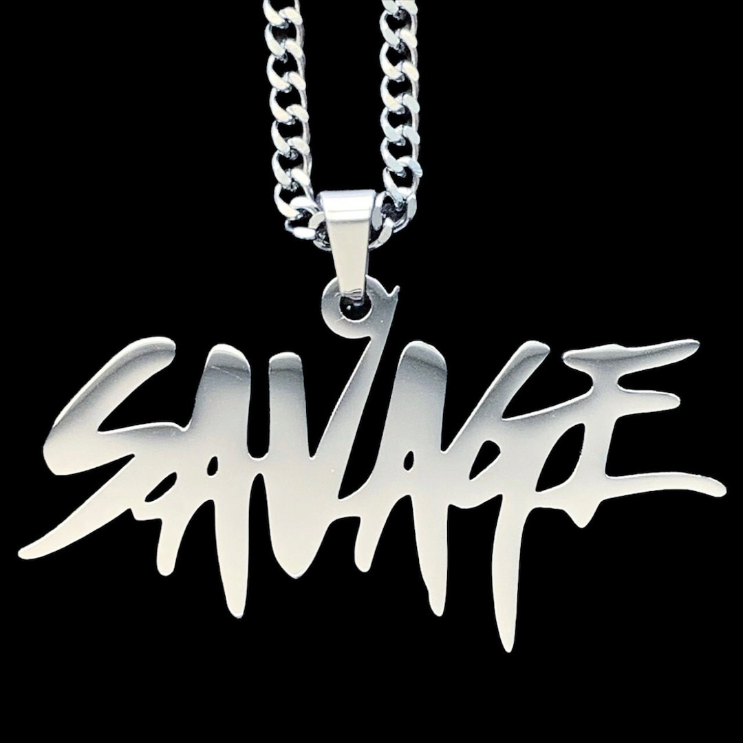 21 Savage Necklace! Polished Stainless Steel Pendant + Stainless Steel ...
