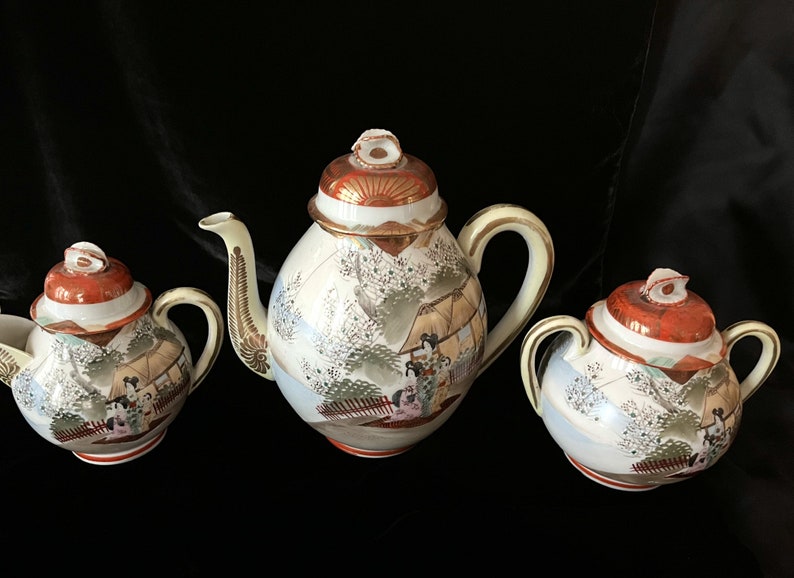 Rare! Antique Japanese Eggshell Porcelain, Kutani Meiji Tea Set - Etsy