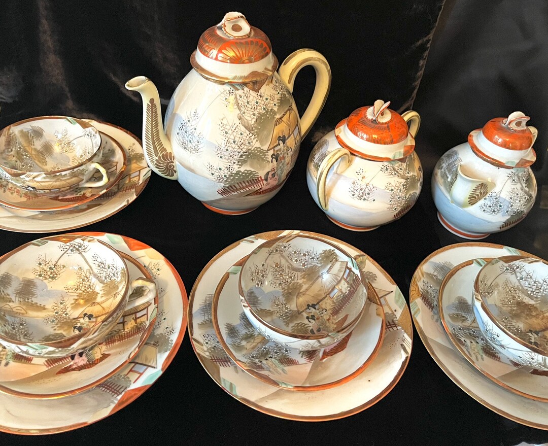 Rare! Antique Japanese Eggshell Porcelain, Kutani Meiji Tea Set - Etsy
