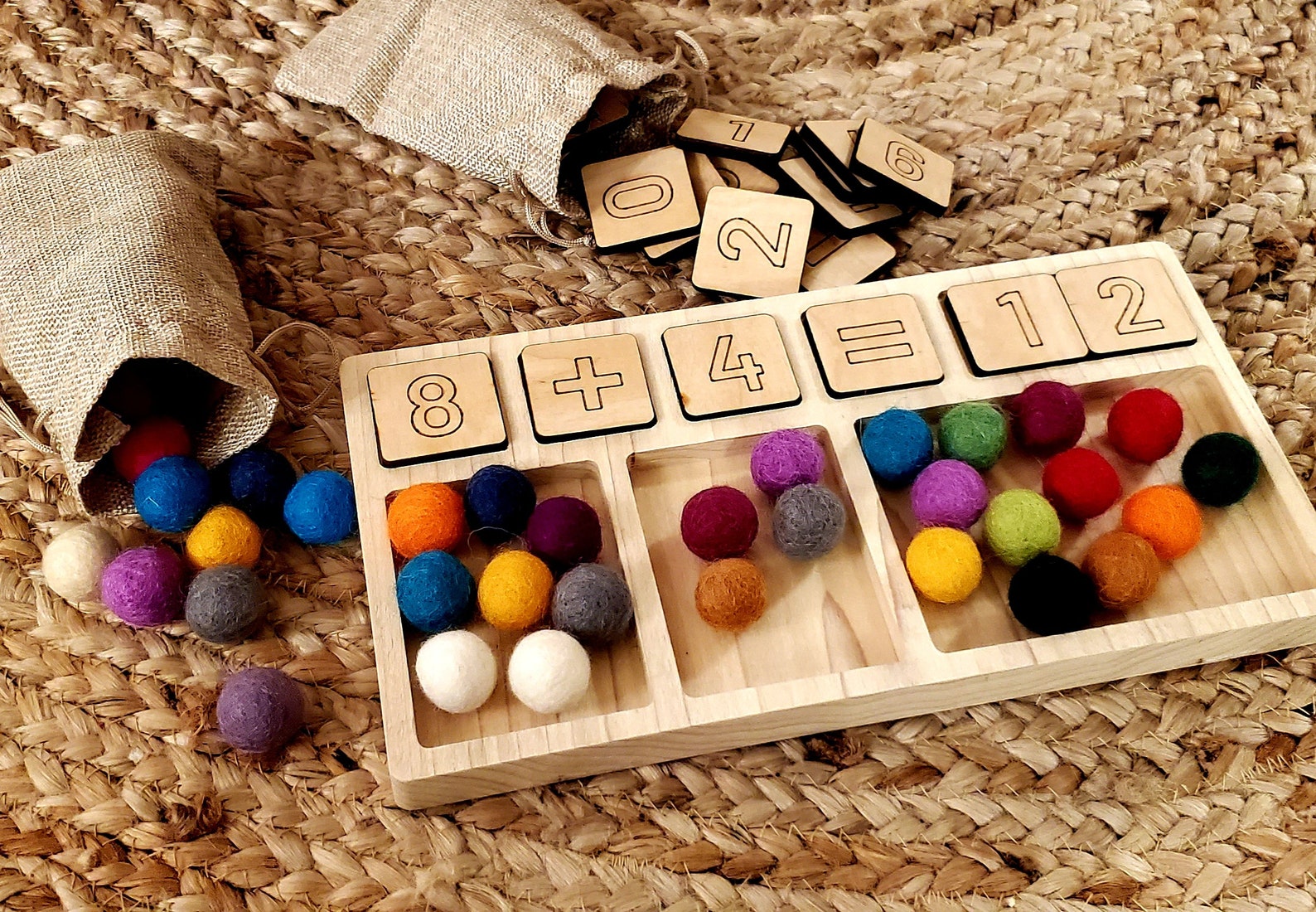 Montessori Counting Tray Educational Toy for Learning Numbers and ...