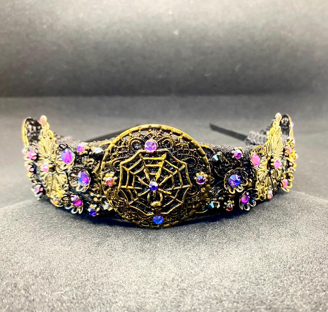 Gothic Spider Web Crown/tiara With Purple Rhinestones - Etsy