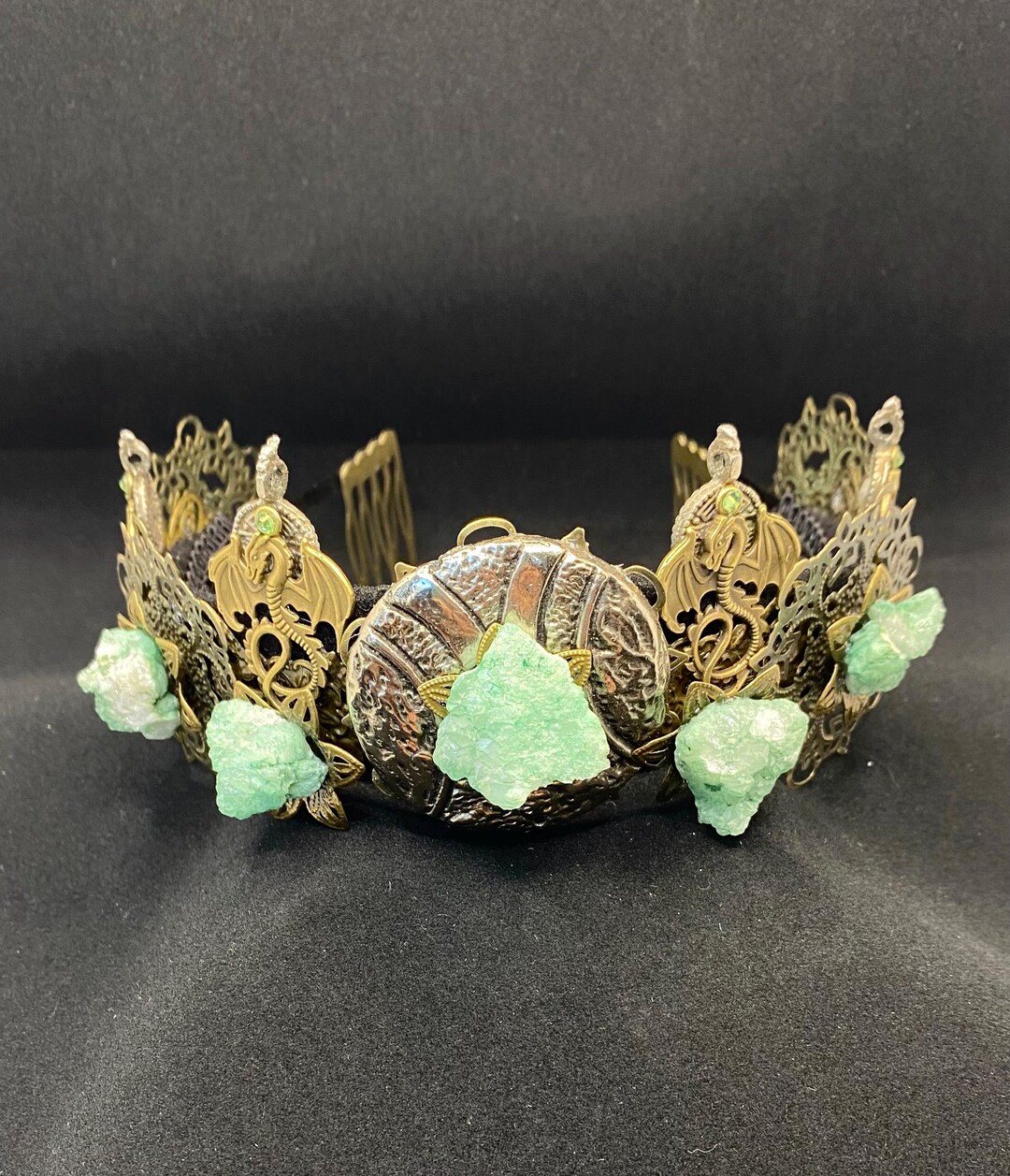 Bronze and Silver Green Drouzy Dragon Tiara/crown, Hand Made Tiara, One ...