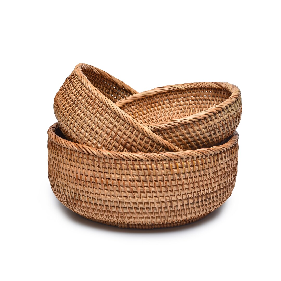 RATTAN KITCHEN BASKETS, Set of 3, Multi-purpose Kitchen Baskets ...