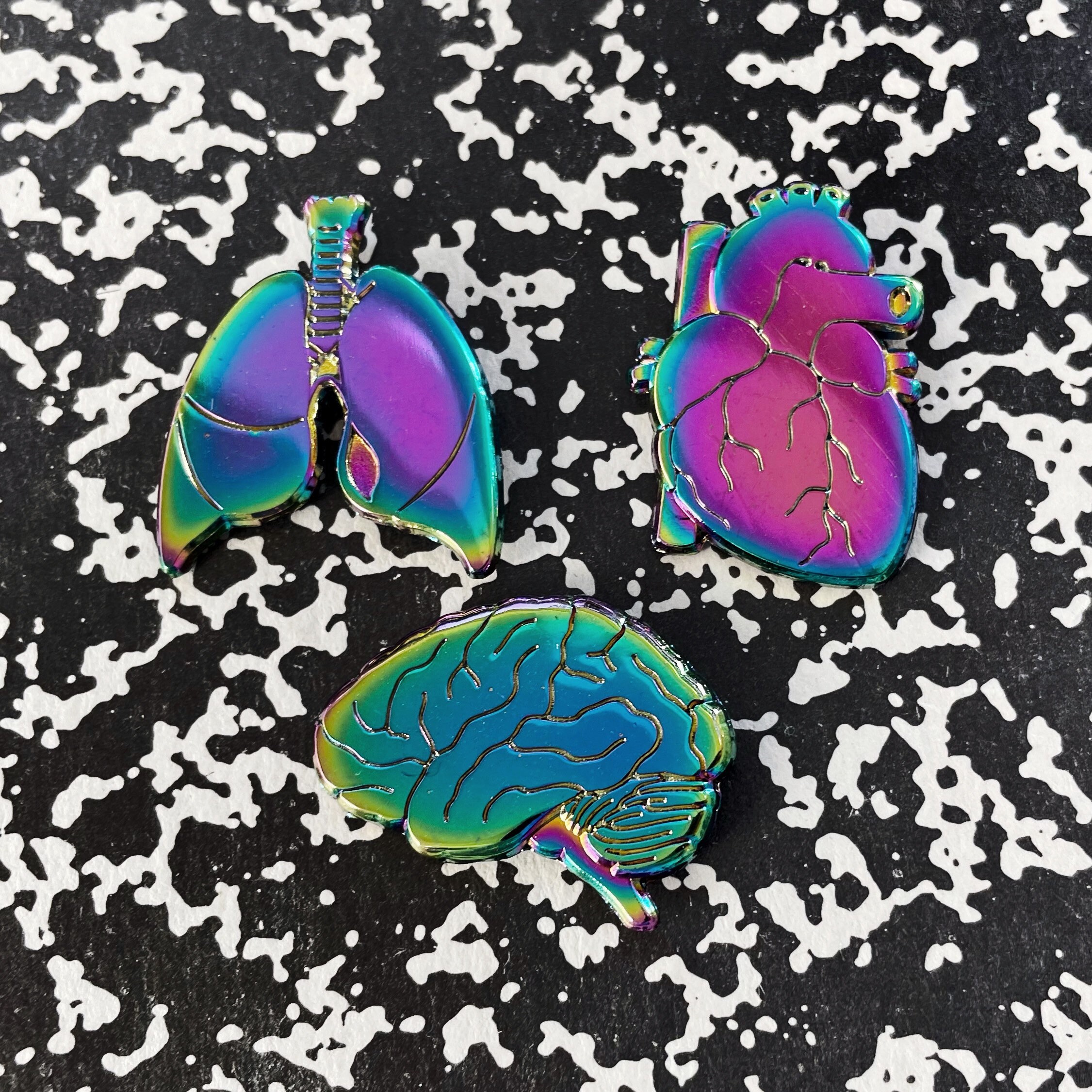 Internal Organs Rainbow Anodized Pins Brain Heart Lungs - Etsy
