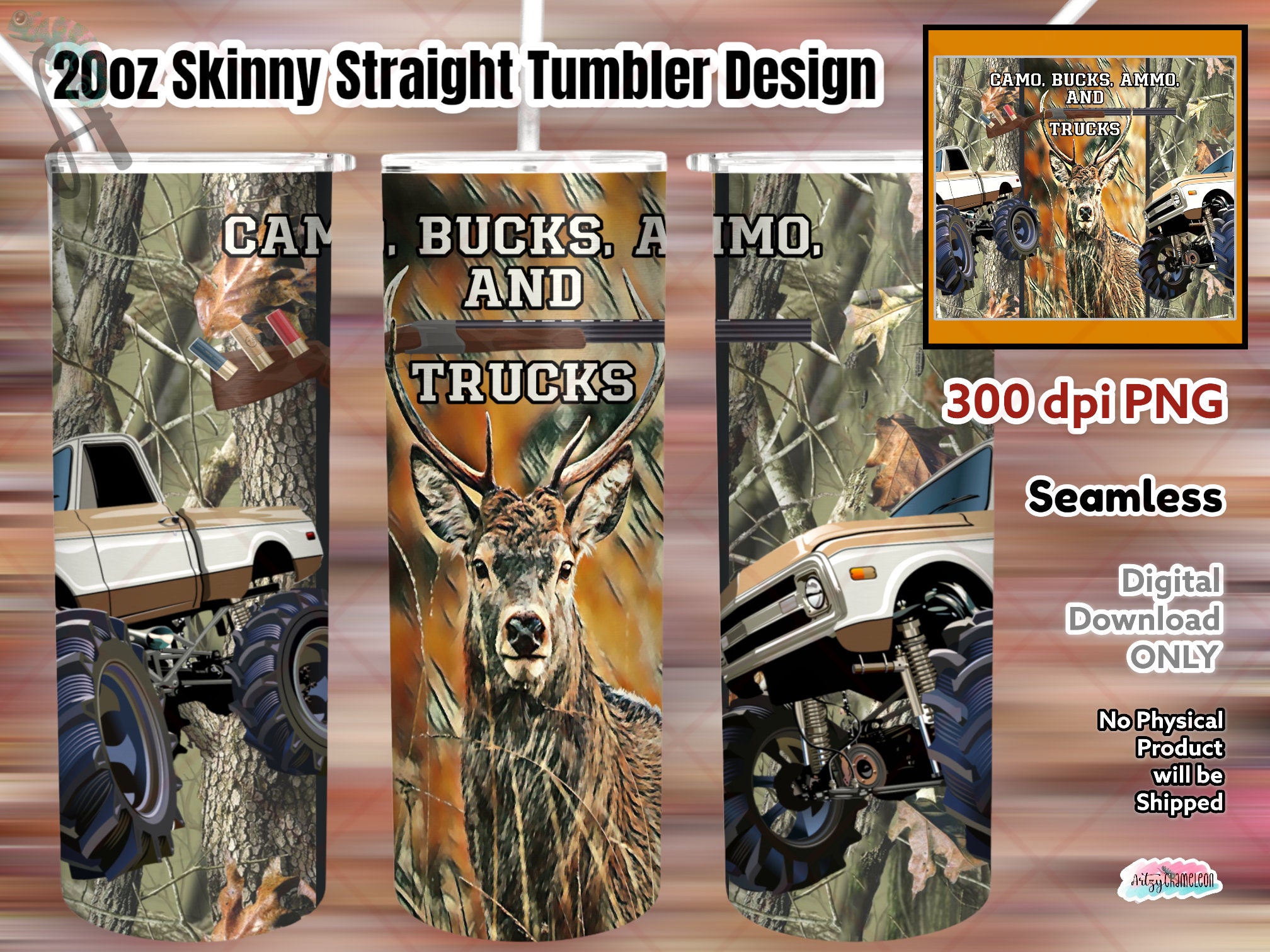 Camo Stag Beer Poster