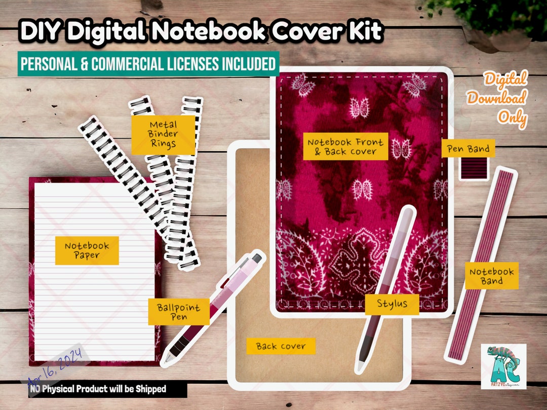 DIY Digital NOTEBOOK Cover Kit, Commercial License Included, PNG Files ...