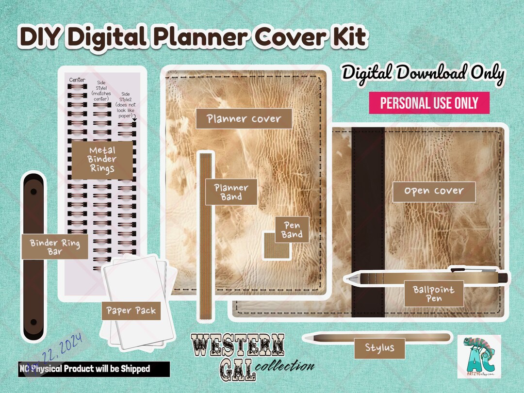 DIY Western Planner Cover Kit, Cowhide Leather Look (digital Download ...