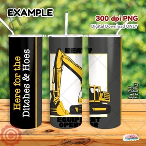 Excavator Design, Construction PNG, 300dpi, 20oz Tumbler, for ...