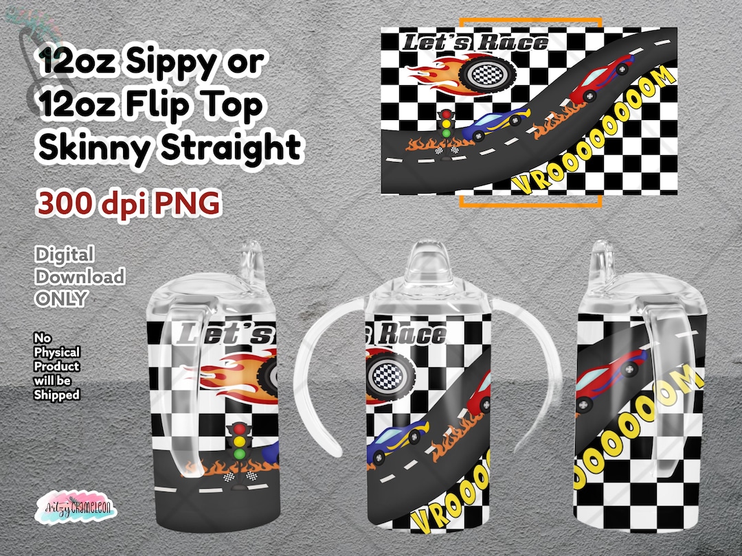 Racing Sippy Cup Design: 12oz Skinny Straight (digital Download) - Etsy
