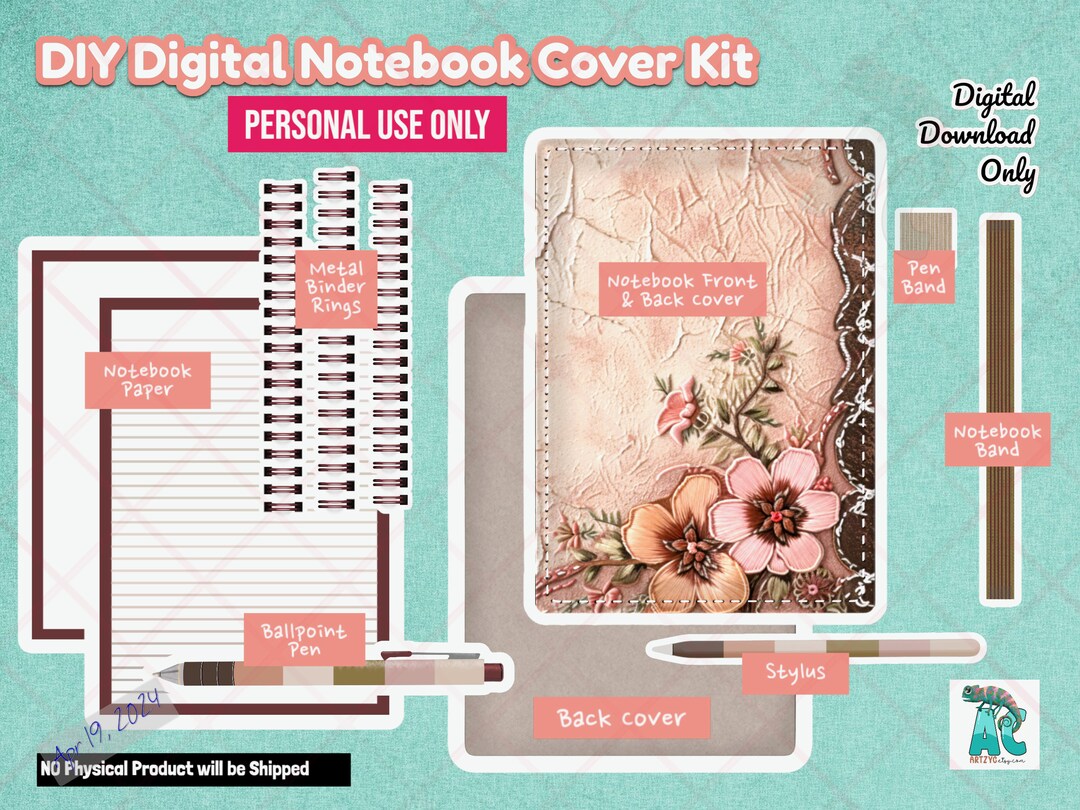 DIY Digital NOTEBOOK Cover Kit, PNG Files, High Resolution, Realistic ...