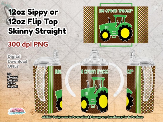 Tractor Sippy Cup 12oz Flip Top Full Wrap Design 12oz - Etsy
