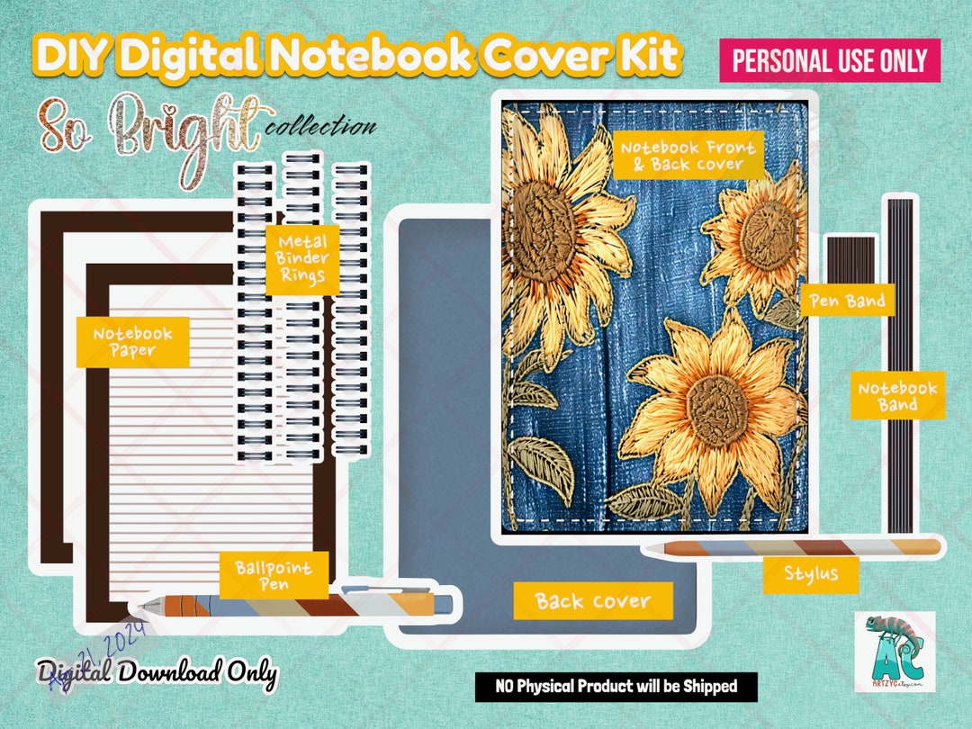 DIY Digital NOTEBOOK Cover Kit, PNG Files, High Resolution, Realistic ...