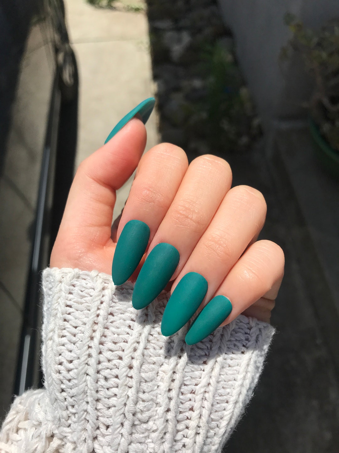 Emerald Green Press on Nails Green Nails Gel Nails Fake Nails Set ...