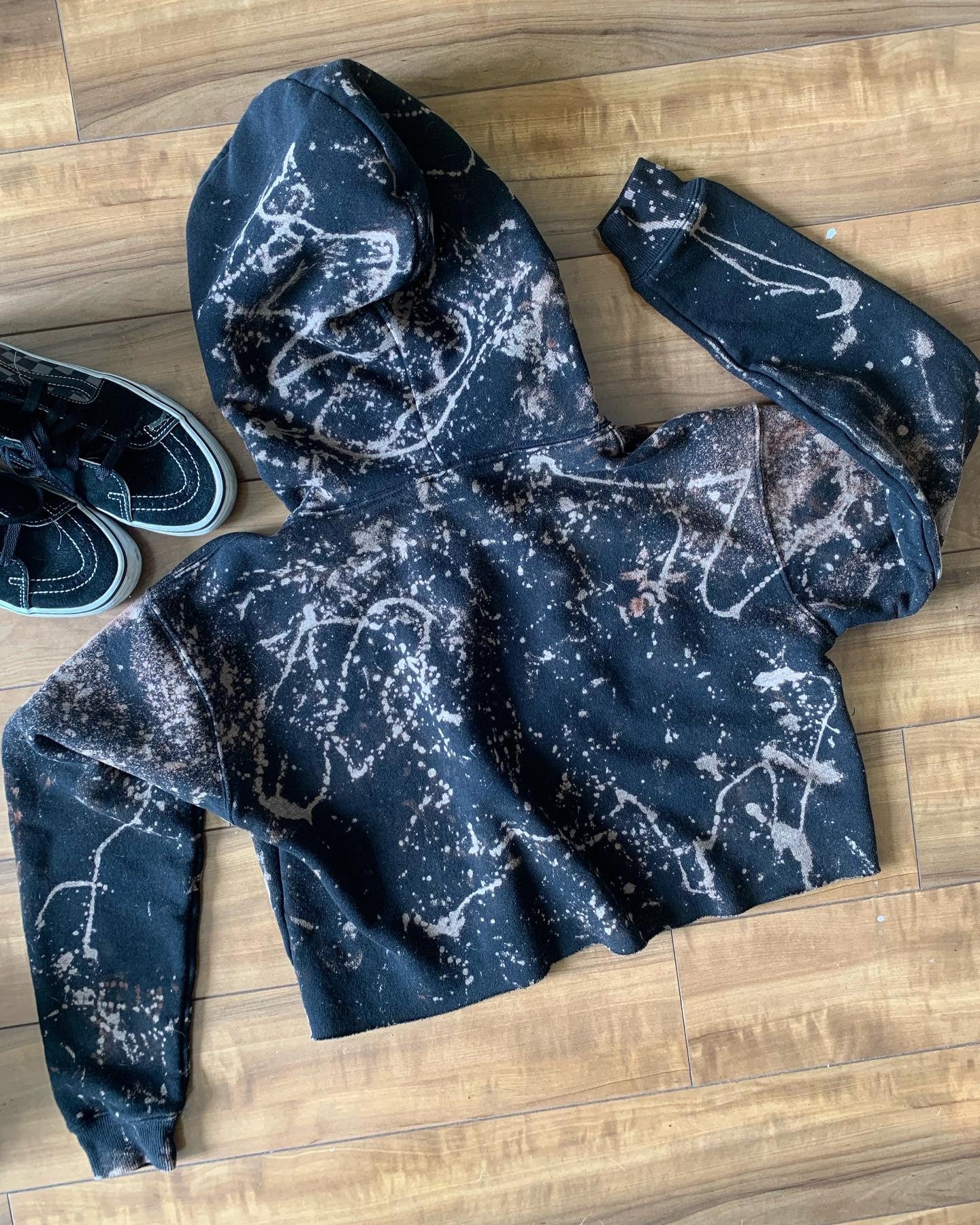 Acid Wash Cropped Hoodie Vintage Inspired Black Hooded - Etsy