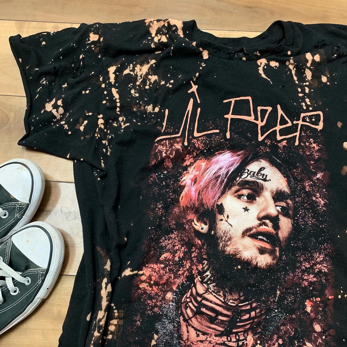 Lil Peep Vintage Inspired Band Tee Custom Lil Pep Shirt Acid Wash Lil ...