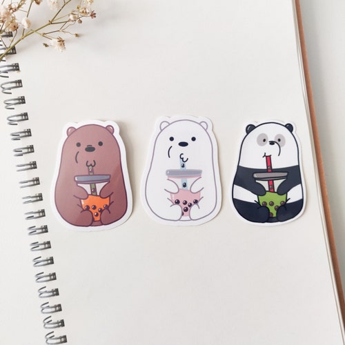 We Bare Bear Boba Drink Stickers Grizzly Boba Ice Bear - Etsy