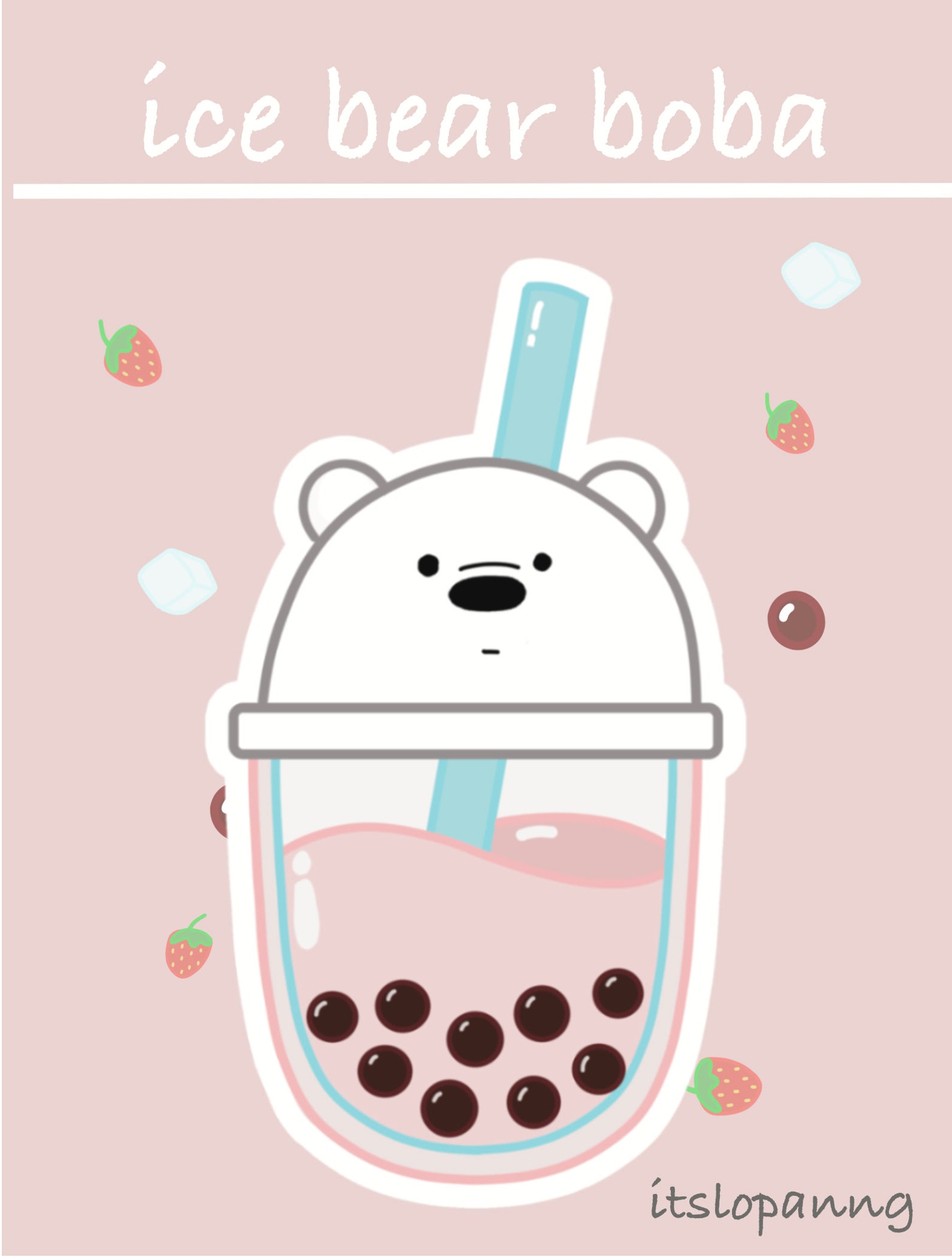 We Bare Bear Boba Drink Stickers Grizzly Boba Ice Bear - Etsy