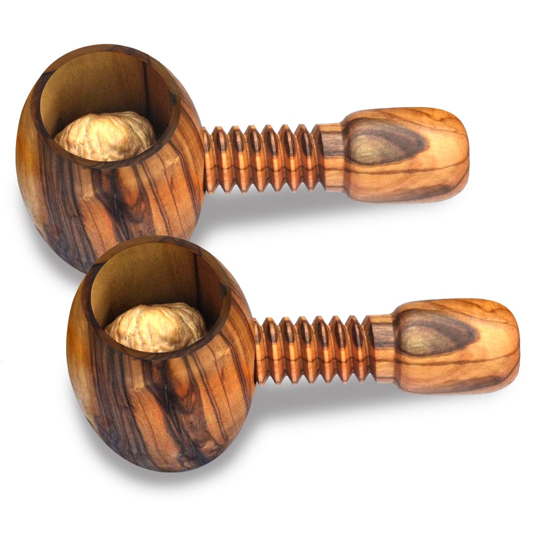 Set of 2 - Handmade Olive Wood Nutcracker- Hand-carved by Artisans ...