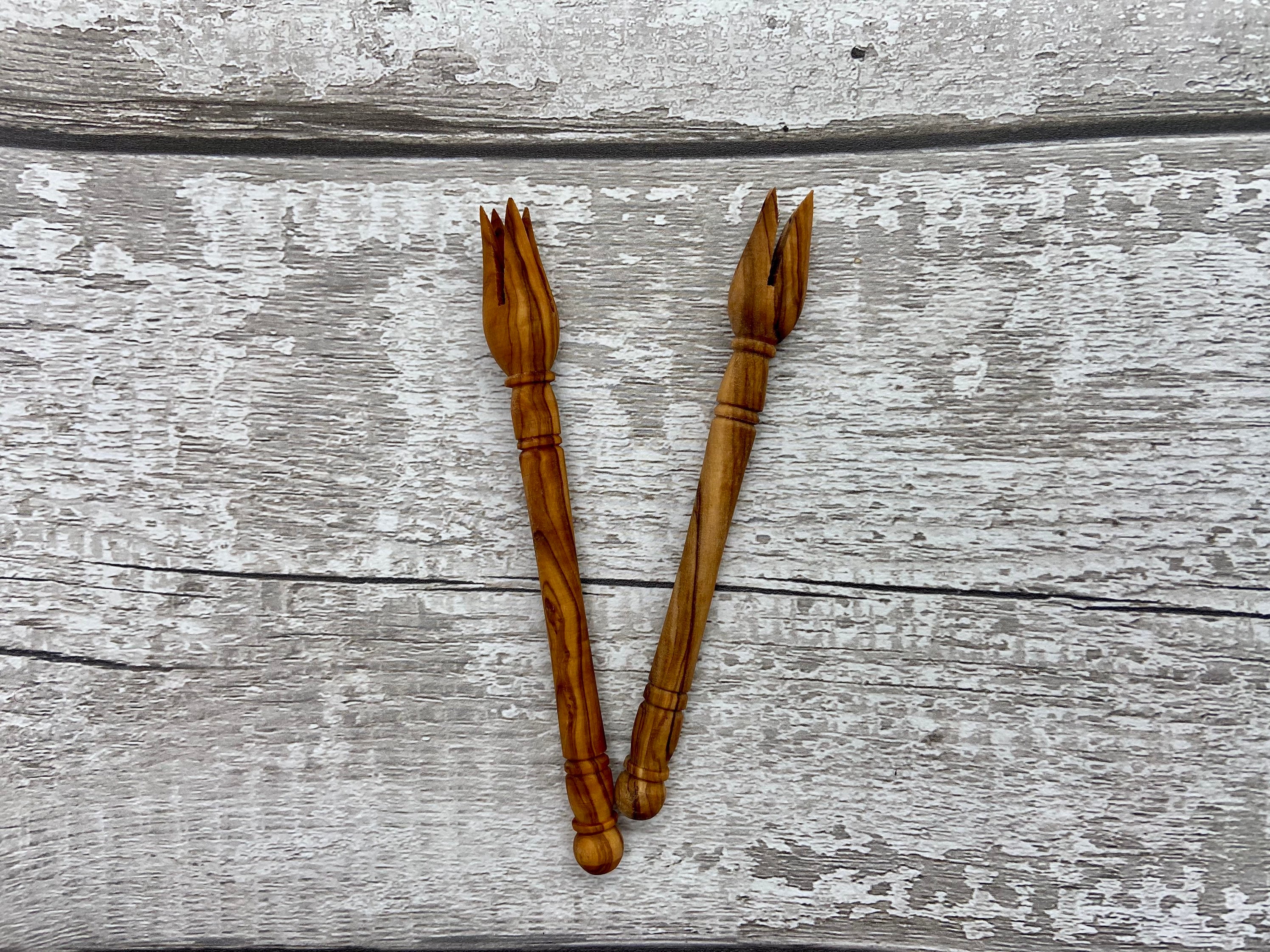 2 Pcs-wooden Olive Picks Forks Set -pickles Olives Picking Forks Spoons ...
