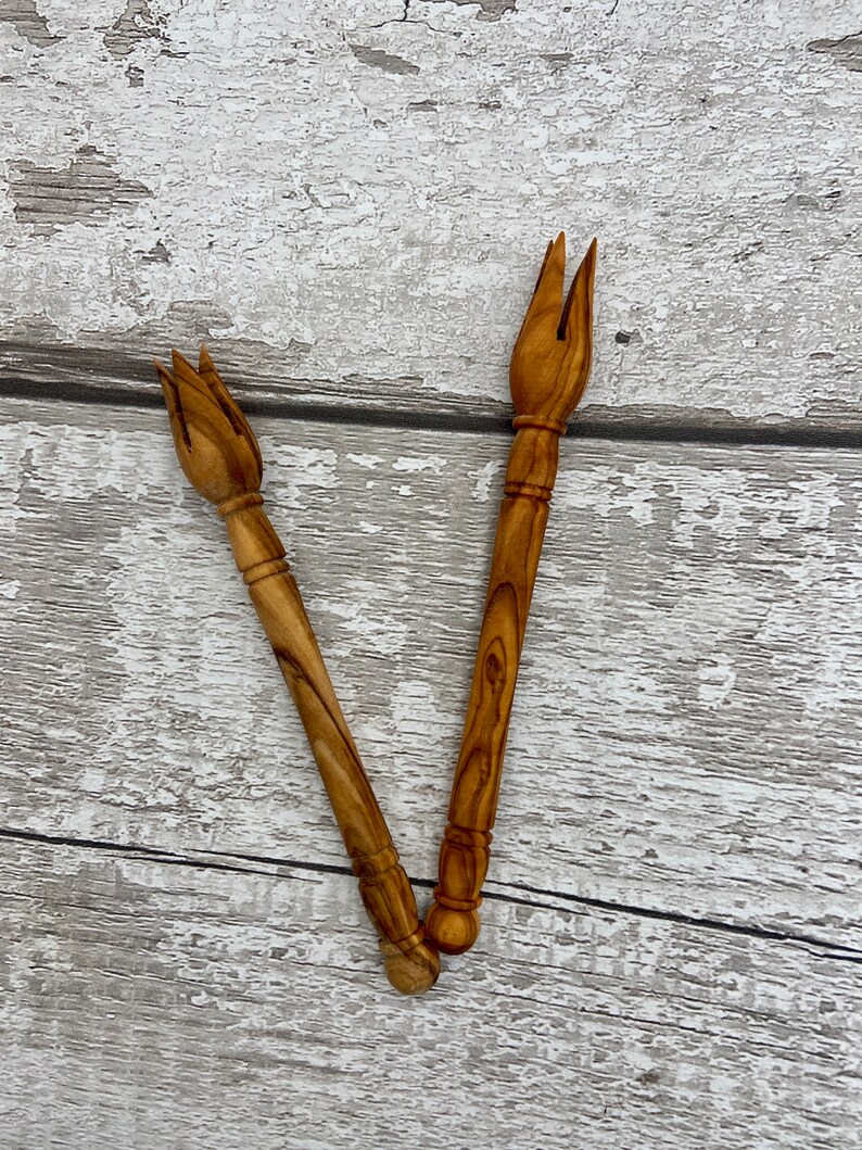 2 Pcs-wooden Olive Picks Forks Set -pickles Olives Picking Forks Spoons ...