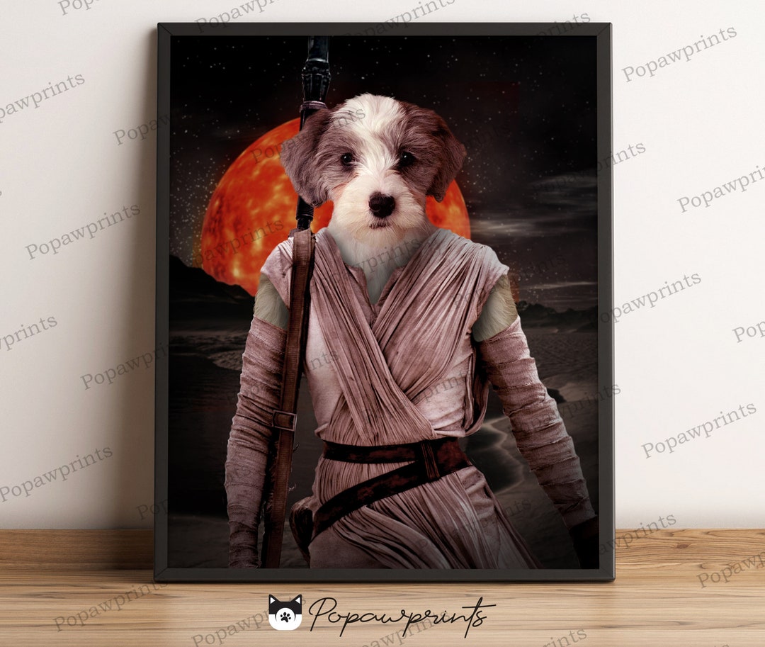 Star Wars Rey Pet Portrait - Custom Pet Portrait - Rey Prints - Star ...