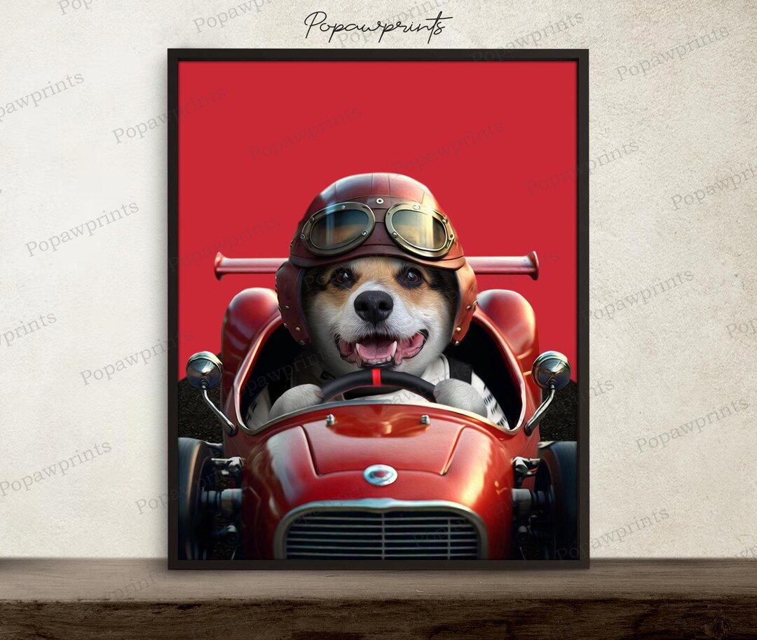Funny F1 Driver Pet Portrait From Photo, Personalized Funny Canvas ...