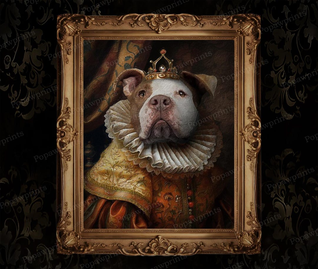 Personalize Regal Queen Pet Portrait, Renaissance Dog Portrait From ...