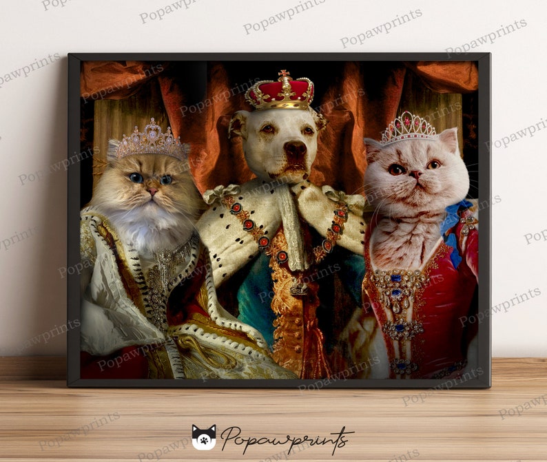 Custom King and Queens Pet Portrait - Group Pet Portrait - Multiple ...