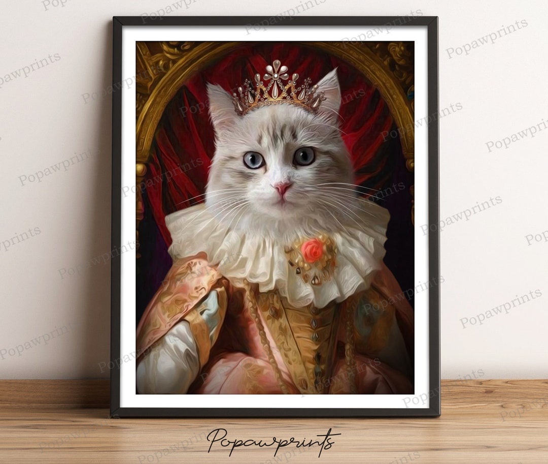 Personalized Royal Queen Pet Portrait - Custom Renaissance Queen Pet ...