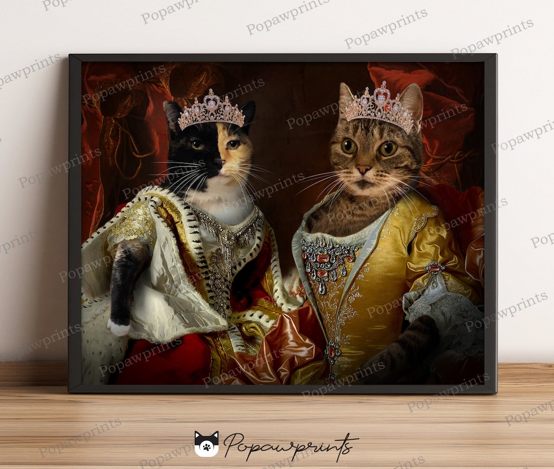 Duo Queen Pet Portrait - Queens Pet Portrait - Group Pet Portrait - Duo ...
