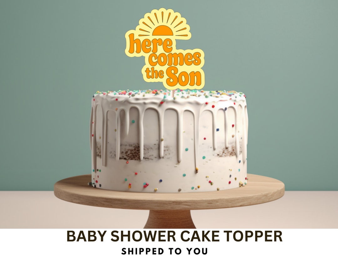 Here Comes the Son, Sun Cake Topper, Sunshine Baby Shower Party, Retro ...