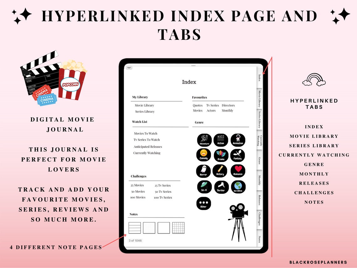 Digital Movie Journal Movie Tracker Digital Tv Series - Etsy