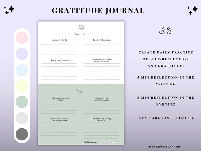 Gratitude Journal Printable | Minimal Daily Tracker | Reflection ...