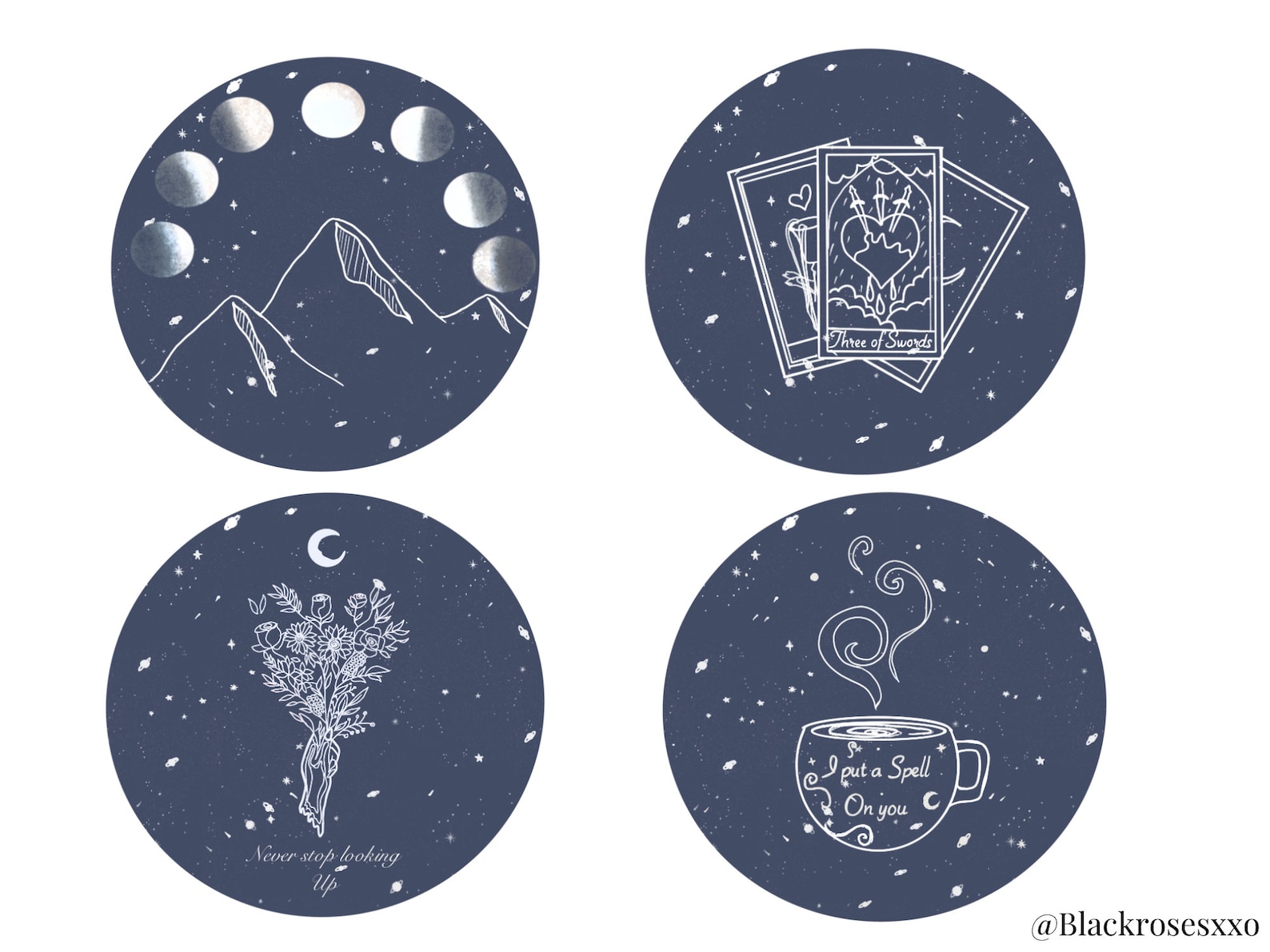 Navy Blue Instagram Highlight Icons, Magical Instagram Story Covers, 12 ...