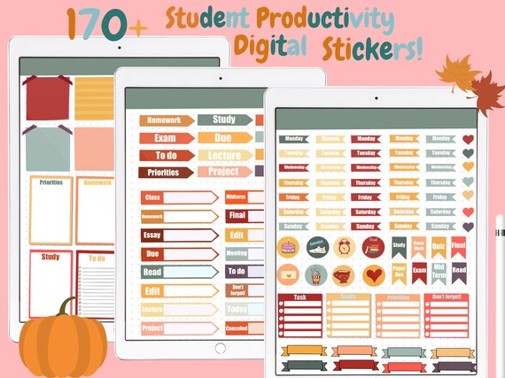 Fall Productivity Student Digital Stickers for Ipad Tablet | Etsy Canada