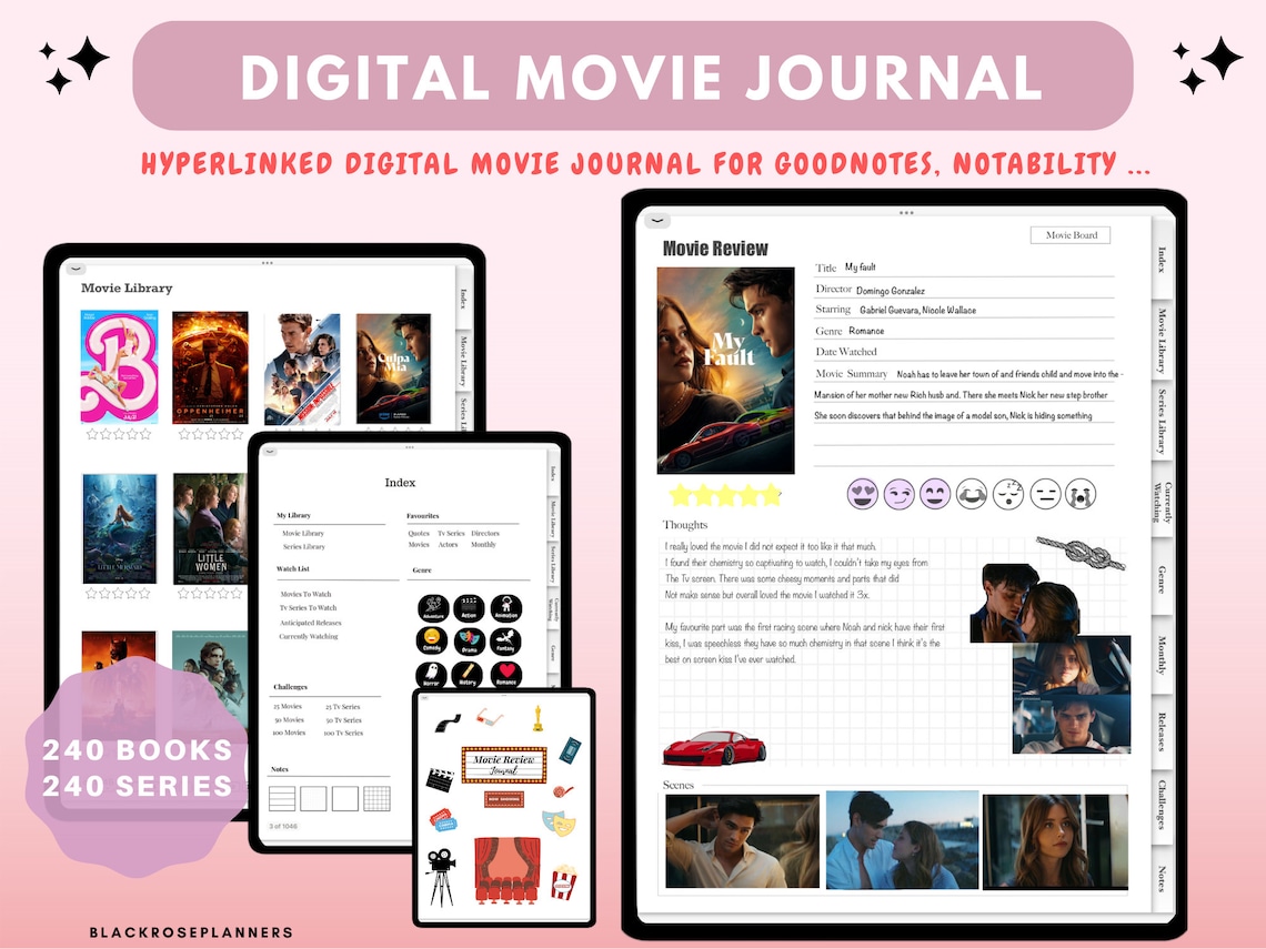 Digital Movie Journal Movie Tracker Digital Tv Series - Etsy