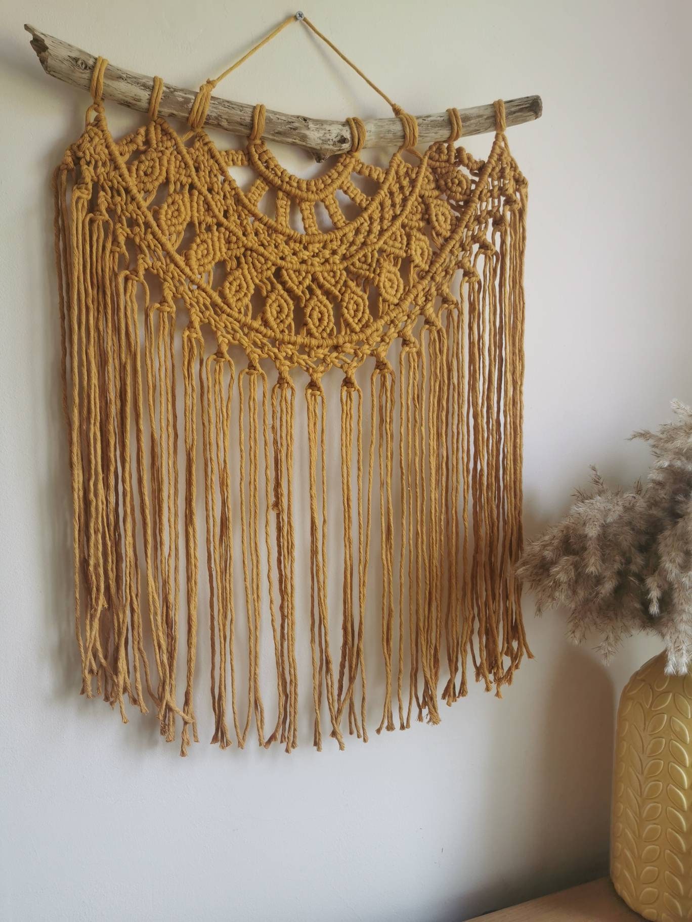 Mustard Yellow Half Mandala Inspired Macrame Wall Hanging. - Etsy