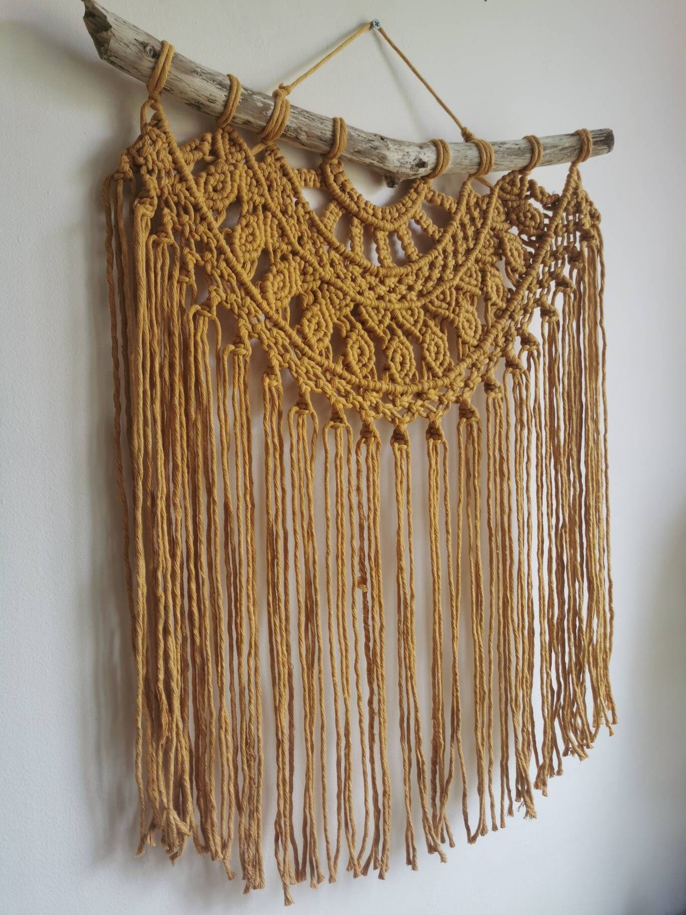 Mustard Yellow Half Mandala Inspired Macrame Wall Hanging. - Etsy