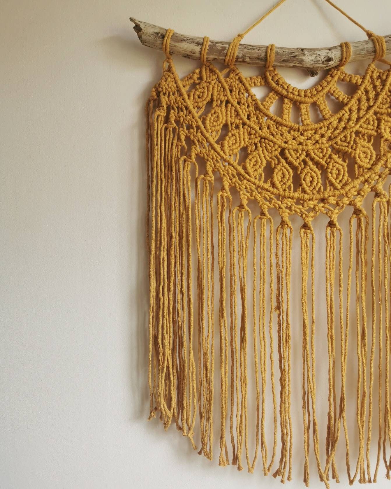 Mustard Yellow Half Mandala Inspired Macrame Wall Hanging. - Etsy