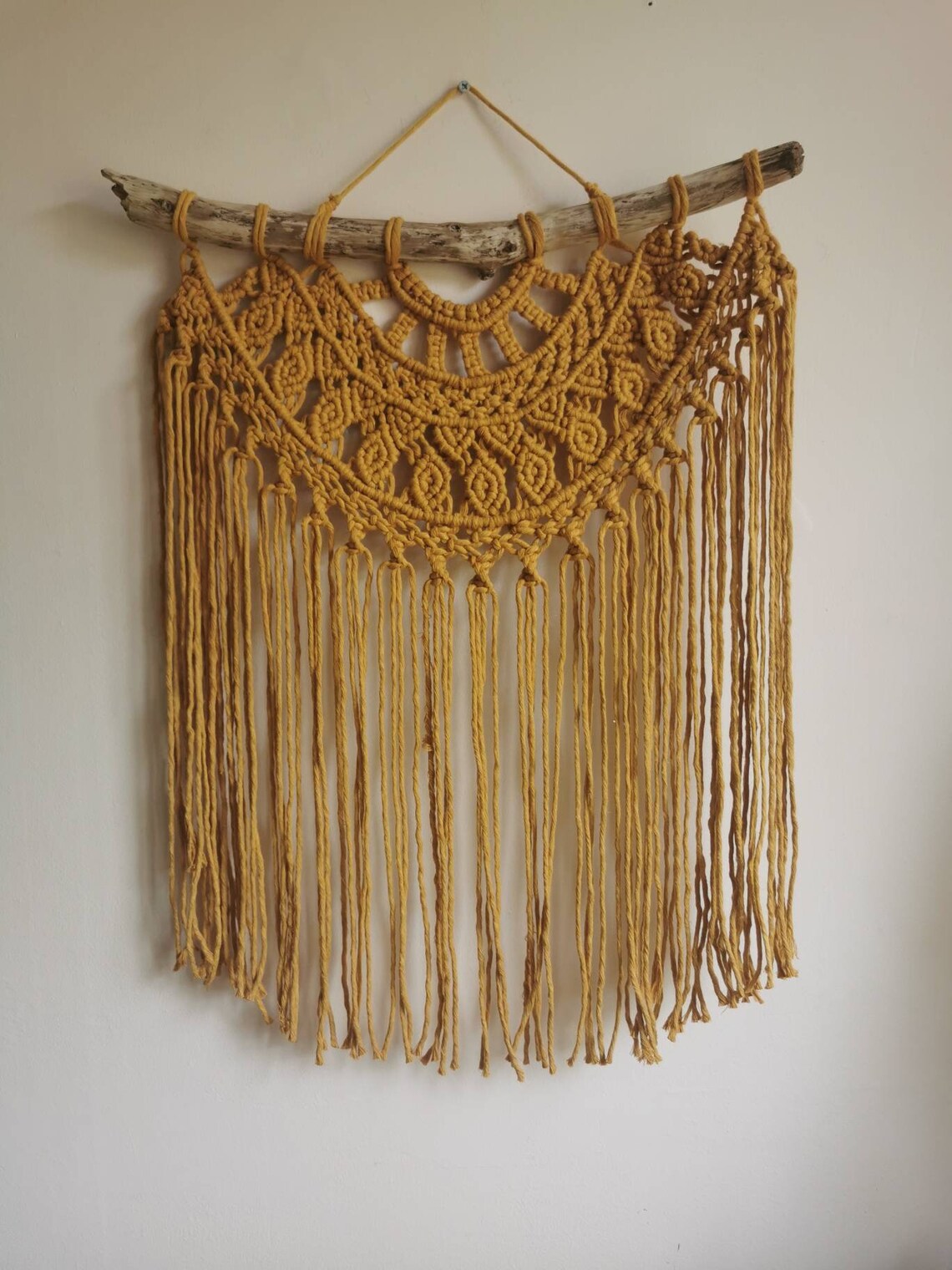 Mustard Yellow Half Mandala Inspired Macrame Wall Hanging. - Etsy