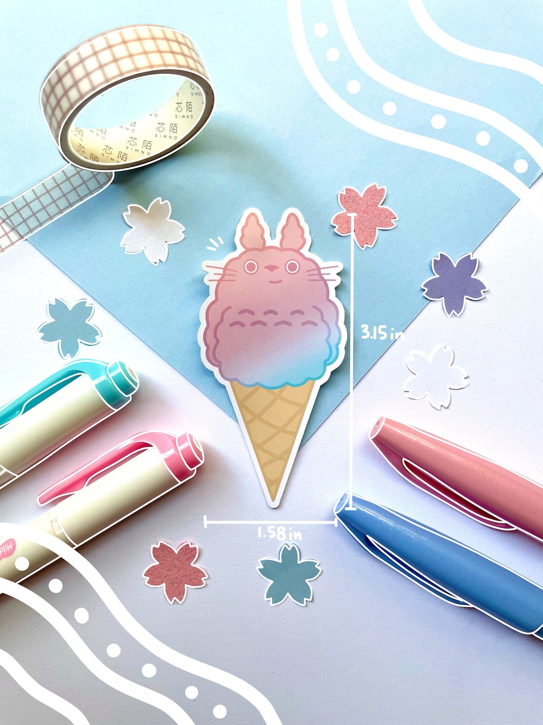 Cute Cotton Candy Totoro Sticker| Cute Kawaii Sticker| Totoro Sticker ...