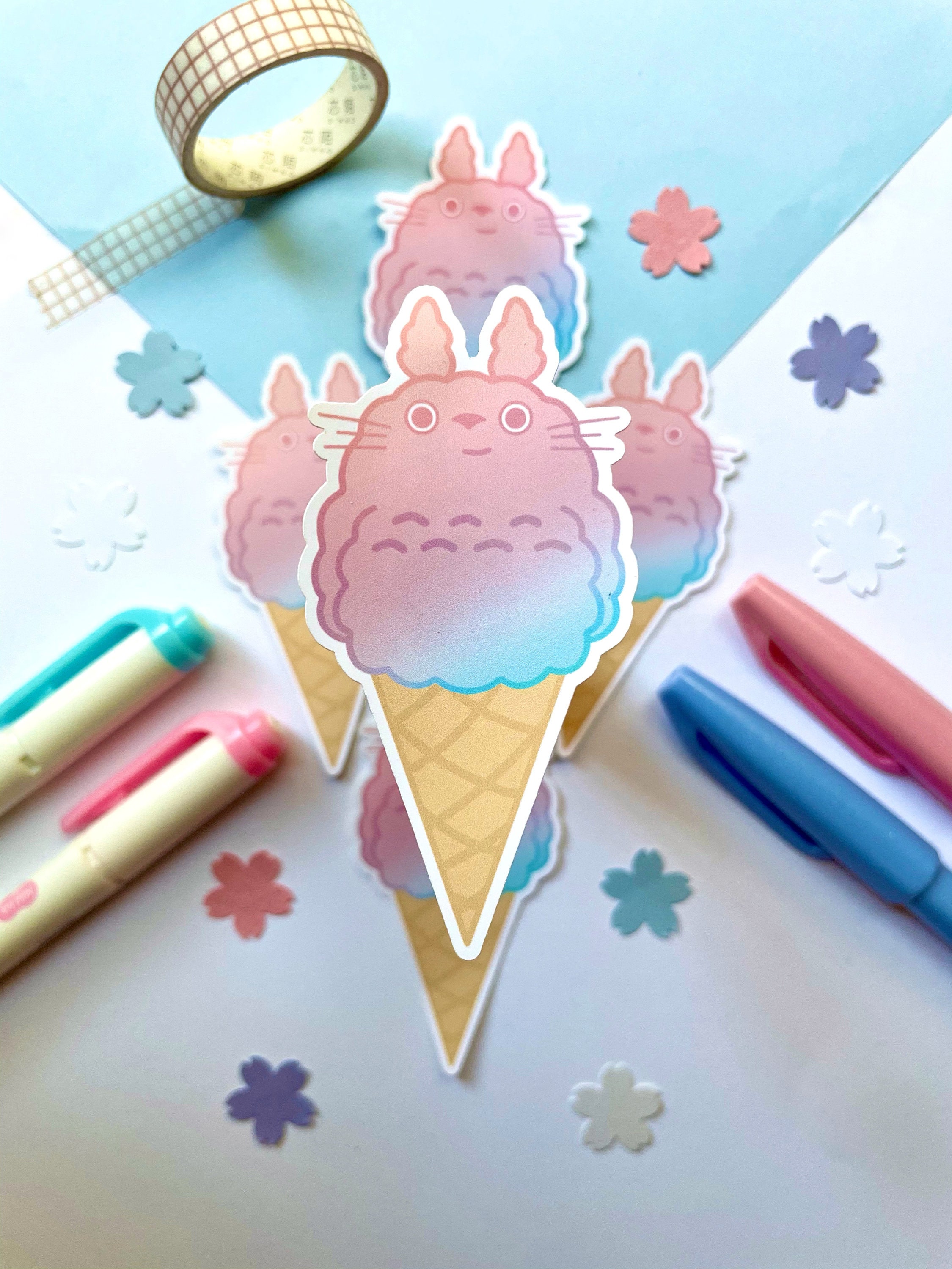 Cute Cotton Candy Totoro Sticker Cute Kawaii Sticker Totoro | Etsy