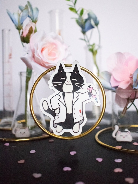 Tuxedo Cat Cat in a Lab Coat Magnet Science Gift Geekery - Etsy