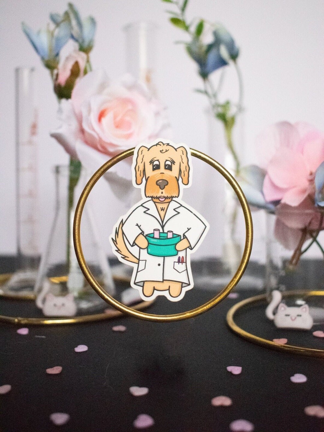 Cavoodle Dog in a Lab Coat, Vinyl Sticker, Science Sticker, Geekery ...