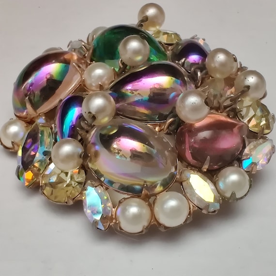 Vintage Lisner Carnival Glass Rainbow Rhinestone Demi… - Gem